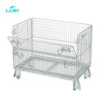 China Warehouse Folding Steel Wire Mesh Metal Cage Storage Container Phosphorization for sale