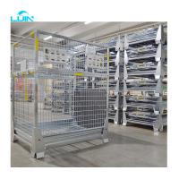China Warehouse Folding Steel Wire Mesh Metal Cage Storage Container Phosphorization for sale