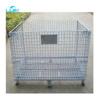 China Customized Galvanized Collapsible Folded Stackable Warehouse Metal Wire Mesh Heavy Duty Pallet Cage for sale