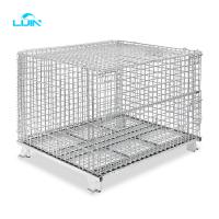China Collapsible Wire Mesh Containers Pallets Metal Foldable Cage With 500KG Capacity for sale