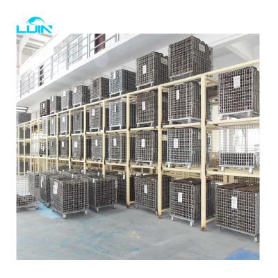 China Collapsible Wire Mesh Containers Pallets Metal Foldable Cage With 500KG Capacity for sale