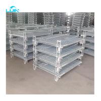 China Collapsible / Folding Welded European Metal Steel Wire Mesh Pallet Cage for sale