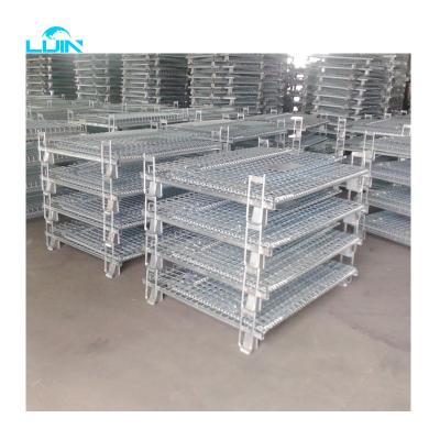 China Collapsible / Folding Welded European Metal Steel Wire Mesh Pallet Cage for sale