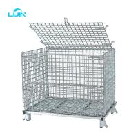 China Collapsible / Folding Welded European Metal Steel Wire Mesh Pallet Cage for sale
