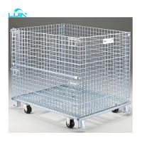 China Collapsible / Folding Welded European Metal Steel Wire Mesh Pallet Cage for sale