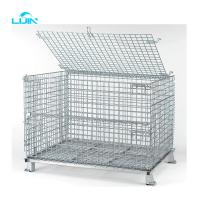 China Heavy Duty Industrial Stackable Wire Mesh Pallet Cage Foldable Steel Mesh Box for sale