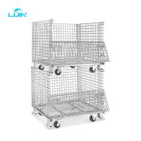 China Galvanized Material Handling Stackable Welded Steel Transport Metal Wire Mesh Pallet Cage for sale