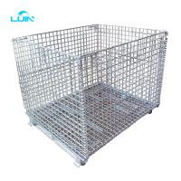 China Galvanized Material Handling Stackable Welded Steel Transport Metal Wire Mesh Pallet Cage for sale