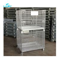 China Galvanized Material Handling Stackable Welded Steel Transport Metal Wire Mesh Pallet Cage for sale