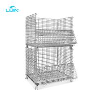 China Industrial Transport Storage Equipment Folding Wire Mesh Roll Container Cages Trolleys for sale