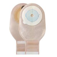 China Medical One piece Ostomy Bag Stoma Pouch Beige Color Drainable 65mm Cut One Piece System Ostomy Bag for sale
