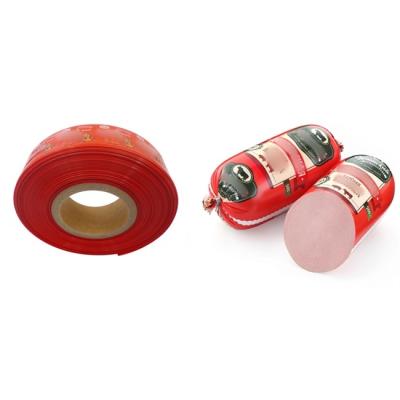China Customized Logo Printing High Barrier PVDC Plastic Sausage Casing Film for sale