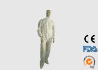 China Front Zipper Closure Hooded Breathable Disposable Coveralls White Color for sale