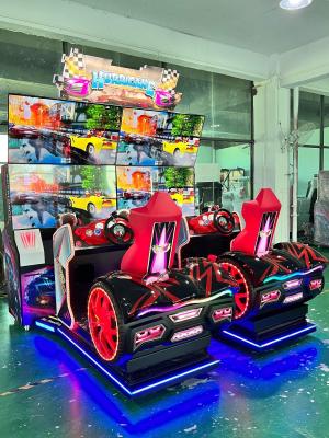 China Double Racing Arcade Simulator Machine Car Driving Game With HD Screens And LED Lights for sale