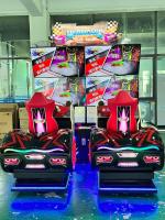 China Double Racing Arcade Simulator Machine Car Driving Game With HD Screens And LED Lights for sale