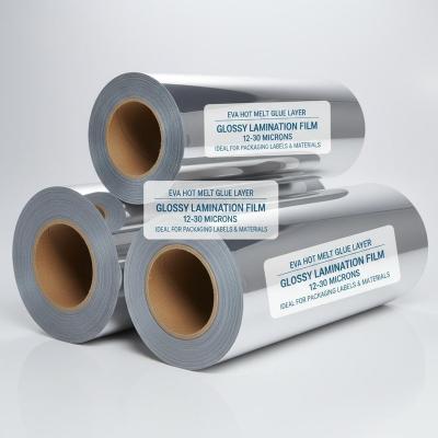 China EVA Hot Melt Glue Layer Glossy Lamination Film Rolls Thickness 12 to 30 Microns Ideal for in Packaging Labels and Materials for sale