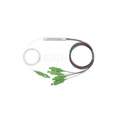 China KEXINT FTTH Mini Steel Tube 1x4 PLC Optical Splitter 1M G657A1 Fiber Optic PLC Splitter for sale