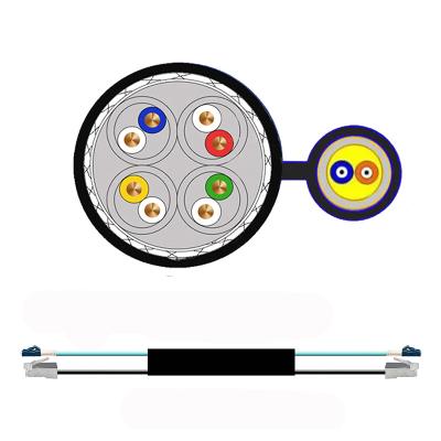 China 4G 5G CPE CAT6A FTP 2 Core OM4 SOS Armor Fiber Optic Network Cable for sale