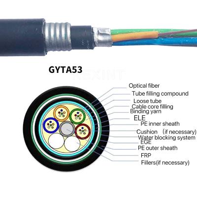China KEXINT FTTH GYTA53 Optical Fiber Cable 2-144 Cores SM G.652D Armored Stranded Outdoor for sale