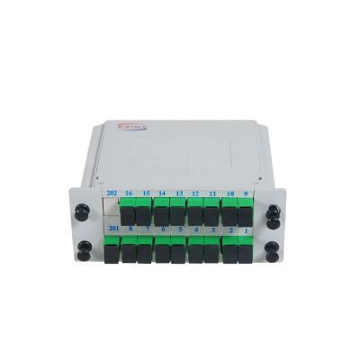 China Coloured PLC Splitter 1X16 Fiber Separation SC APC Assette Type for sale