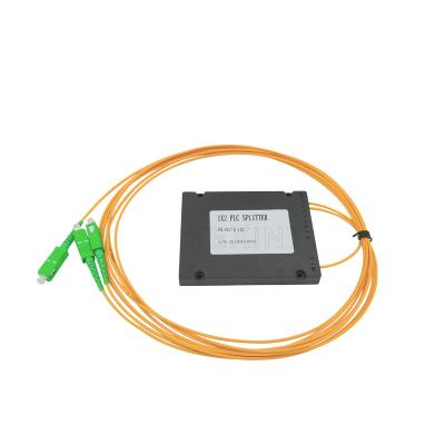 China SC APC 3.0 MM 1x2 Fiber Optic PLC Splitter ABS Type Use For 2 Cores Distribution Box for sale