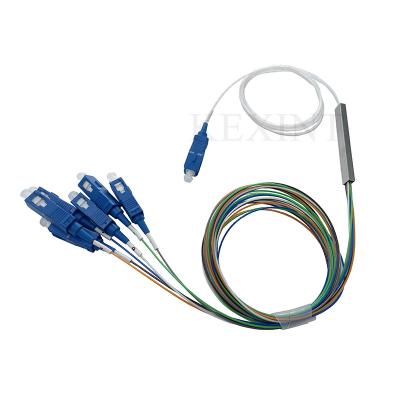 China Ftth Single Mode Fiber Splitter 1x6 Mini Type Sc Upc Connecter G657a1 for sale