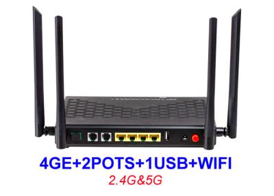 China Dual Band Ftth ONU Equipment HGU 4GE 2 Pots WIFI 2.4G 5G 1 USB EPON XPON ONU KEXINT for sale