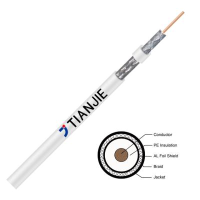 China RG6 18AWG BC CCS Coaxial Cable 75 Ohm for CCTV CATV Camera Systems for sale