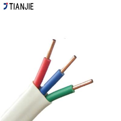 China BVVB 3Core Flat Twin Sheath Solid Copper Conductor House Wiring Cable 300/500V 2.5mm2 for sale