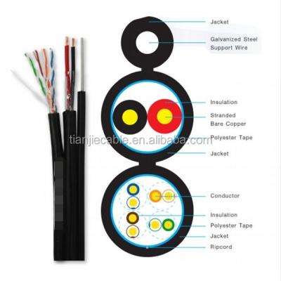 China UTP CAT6 18AWG Power Cable Solid Bare Copper Composite Siamese Cable 2C+8C for sale