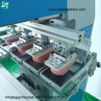 China 4Colors Pad Printing Machine Single Transverse Flow Model Line Pad Printer With Conveyor PLC Materials Ceramic Ring for sale