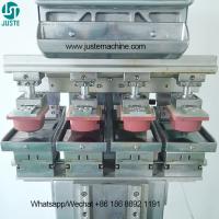 China 4Colors Pad Printing Machine Single Transverse Flow Model Line Pad Printer With Conveyor PLC Materials Ceramic Ring for sale