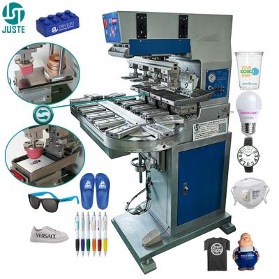 China 4Colors Pad Printing Machine Single Transverse Flow Model Line Pad Printer With Conveyor PLC Materials Ceramic Ring for sale