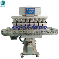 China 8 Color Pneumatic Pad Printing Machine with Conveyor 22 Workstations 100x150mm Plate for sale
