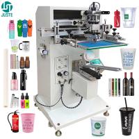 China Semi-Automatic 3 Color Glass Cup Silk Screen Printing Machine 360° Round Bottle Printer 220V for sale