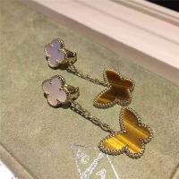 China Lucky Alhambra 18K Gold Earrings 2 Motifs White Mother Of Pearl With Butterfly Shape for sale