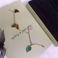 China 4 Motifs Lucky Alhambra Bracelet 18k Yellow Gold With Carnelian / Tiger'S Eye Stone for sale