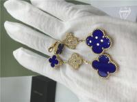 China 3 Motifs Blue Ceramic 18K Gold Earrings Flower Shaped Round Diamonds For Women for sale