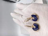 China Lapis Lazuli Earrings With Diamond , Handmade Small Model 18K Gold Earrings for sale