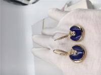 China Lapis Lazuli Earrings With Diamond , Handmade Small Model 18K Gold Earrings for sale