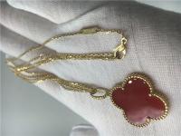 China LongVan Cleef Arpels 18K Gold Necklace With Red Flower Shape No Diamond for sale