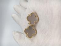 China Vintage Alhambra 18K Gold Earrings With White Mother Of Pearl / Clover Leaf Shape for sale