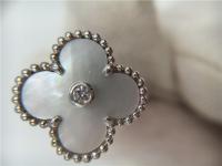 China Vintage Alhambra 18K Gold Ring White Gold With Diamond / White Mother Of Pearl for sale