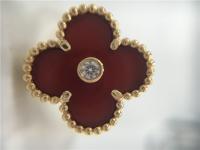 China Women'S Carnelian 18K Gold Ring Unique Vintage Alhambra With Real Diamond for sale