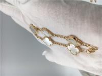 China Elegant 18K Gold Jewelry Vintage Alhambra Bracelet With White Mother Of Pearl for sale