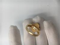 China Vintage Alhambra Yellow 18k Gold Ring Round Diamond With White Mother Of Pearl for sale