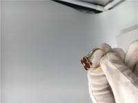 China Unique Yellow Gold Engagement Rings Round Diamond , Vintage Alhambra Ring With Carnelian for sale
