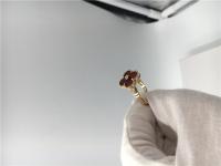 China Unique Yellow Gold Engagement Rings Round Diamond , Vintage Alhambra Ring With Carnelian for sale