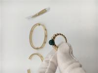 China 18k Yellow Gold Simple Engagement Rings Malachite Handmade No Diamond for sale