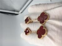 China Magic Alhambra 18K Gold Earrings With Red Mother Of Pearl / Custom Size for sale